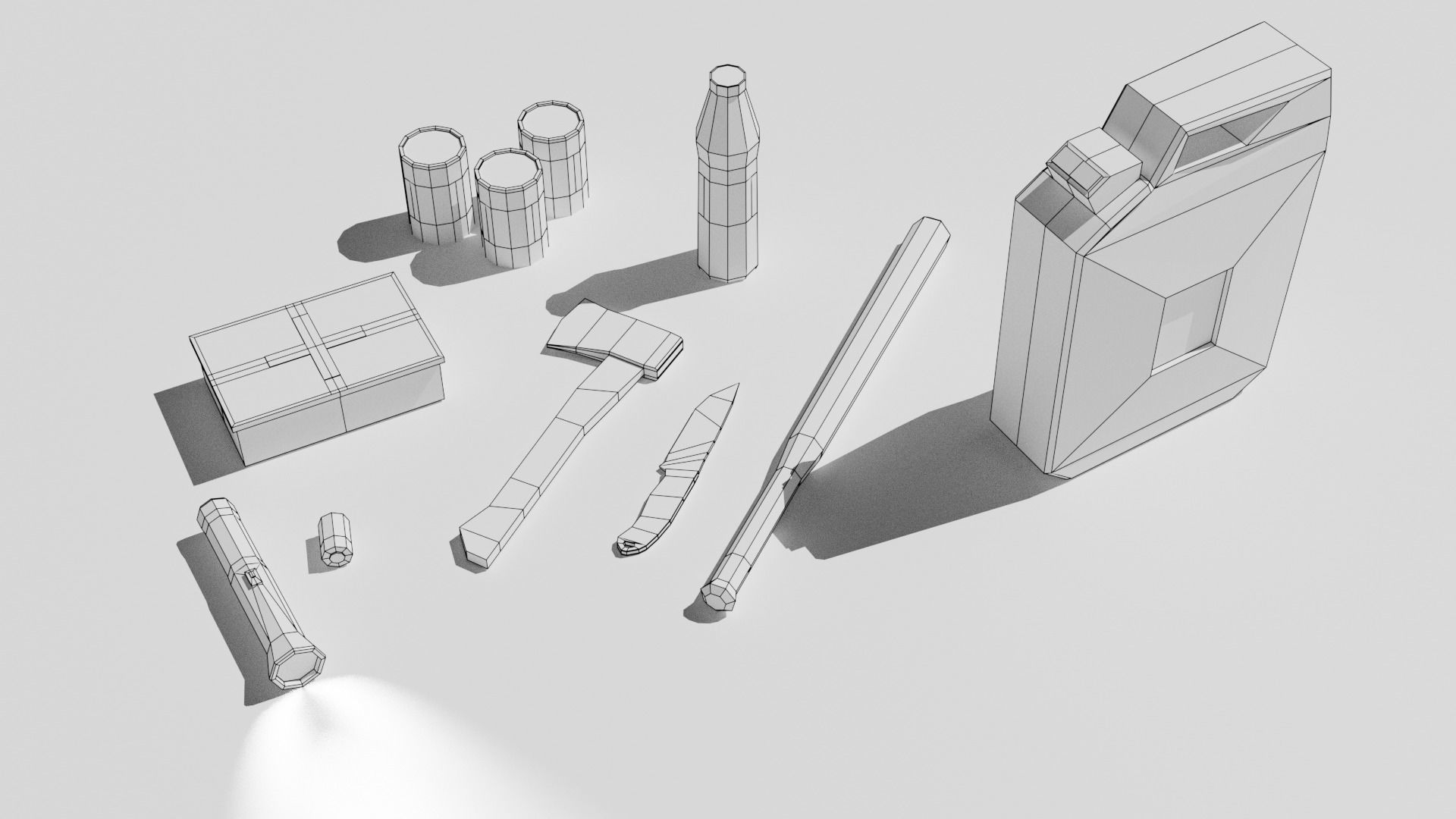 Survival Items Low Poly Style free VR / AR / low-poly 3D model | CGTrader