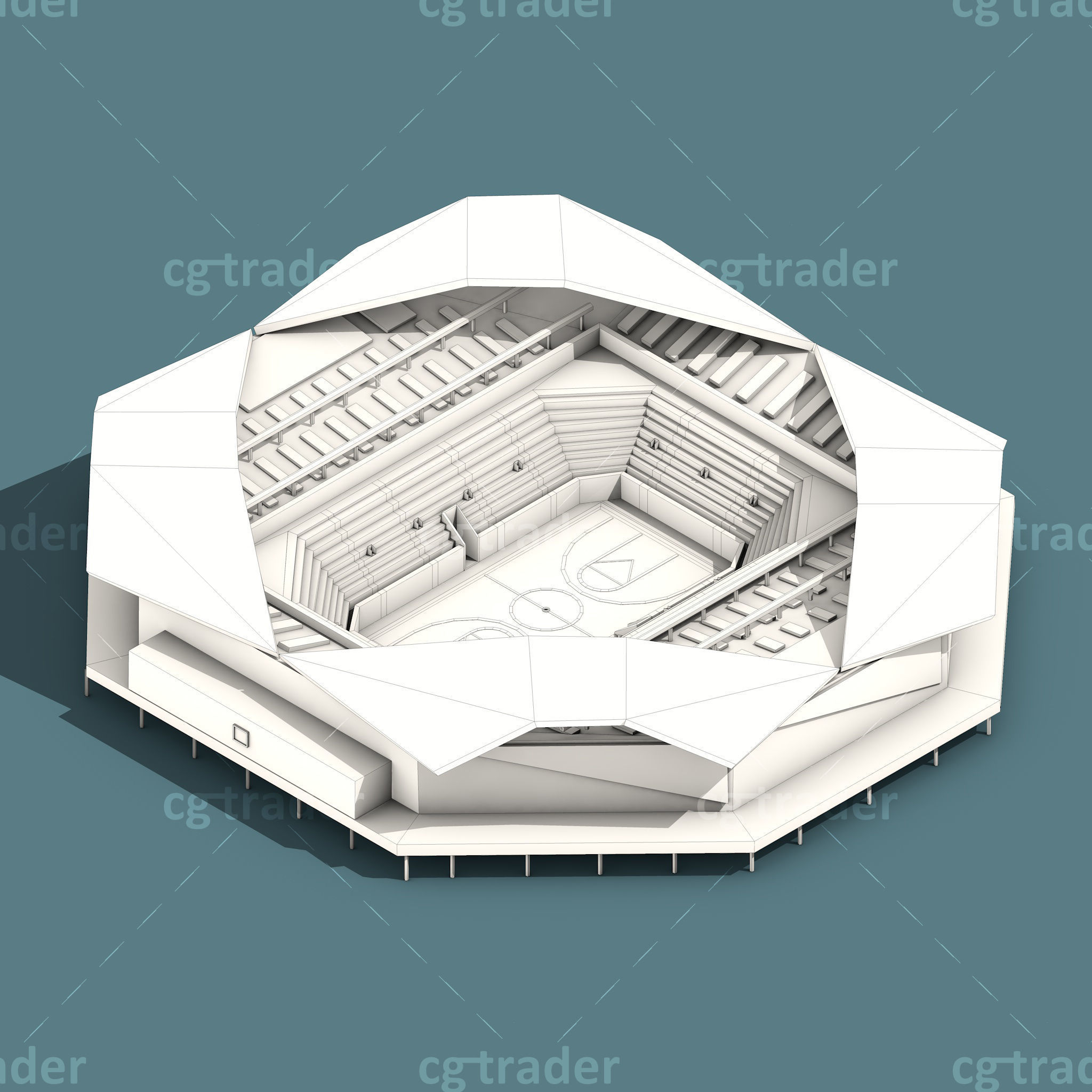 3D model Low Poly Stadium Set Isometric Icon VR / AR / low-poly | CGTrader