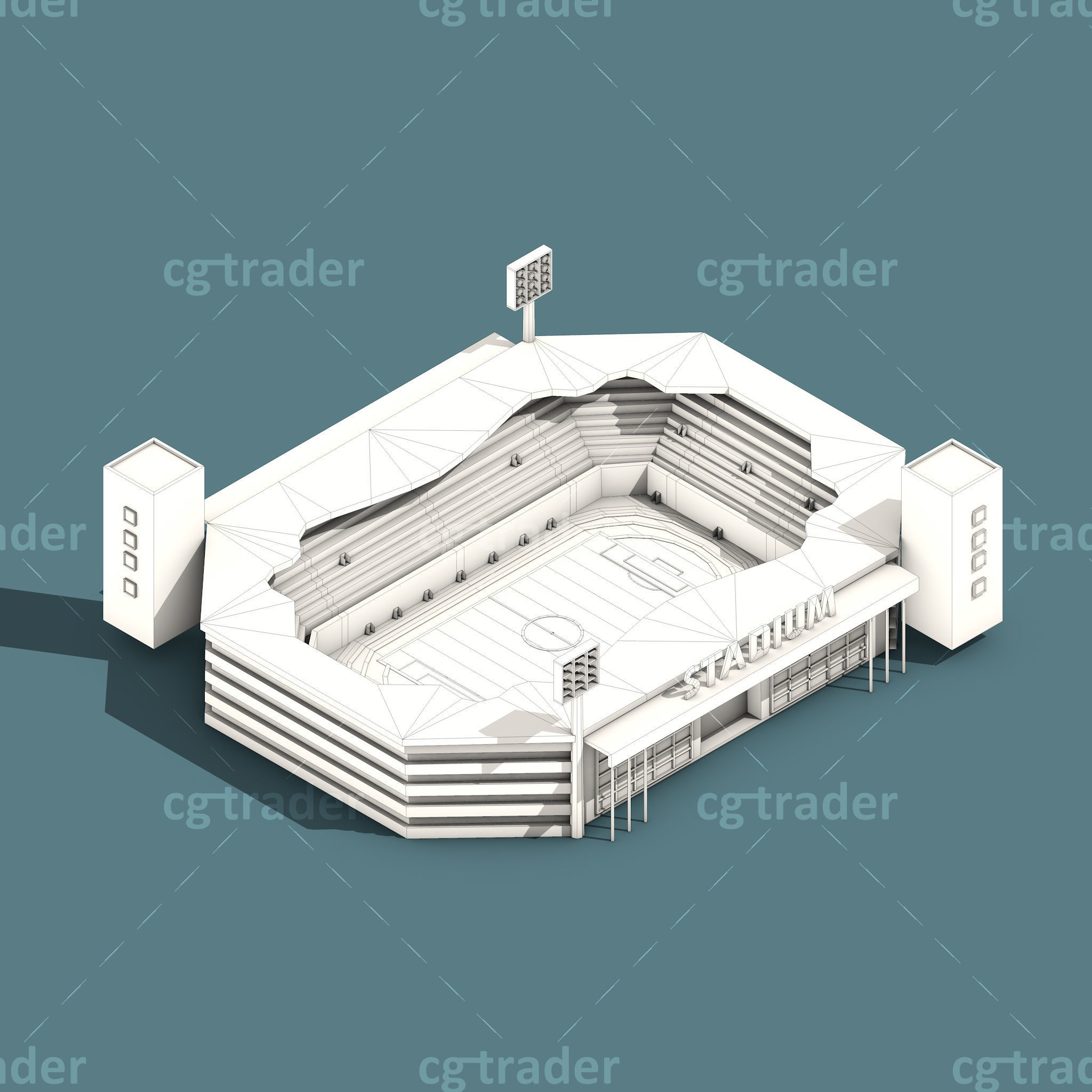 3D model Low Poly Stadium Set Isometric Icon VR / AR / low-poly | CGTrader
