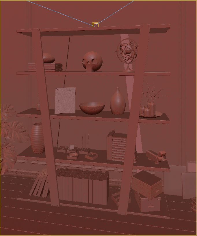 Modern Bookshelf interior design furniture scene 3D model | CGTrader