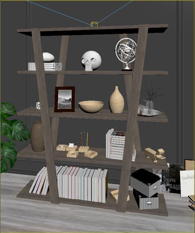 Modern Bookshelf interior design furniture scene 3D model | CGTrader