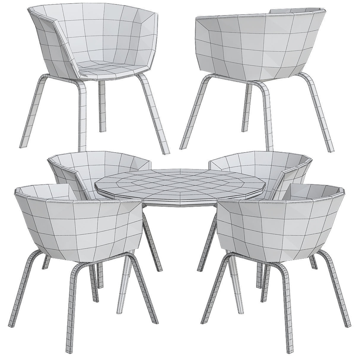 3D model Sultan Walnut Modern Round Dining Table 3d model VR / AR / low ...