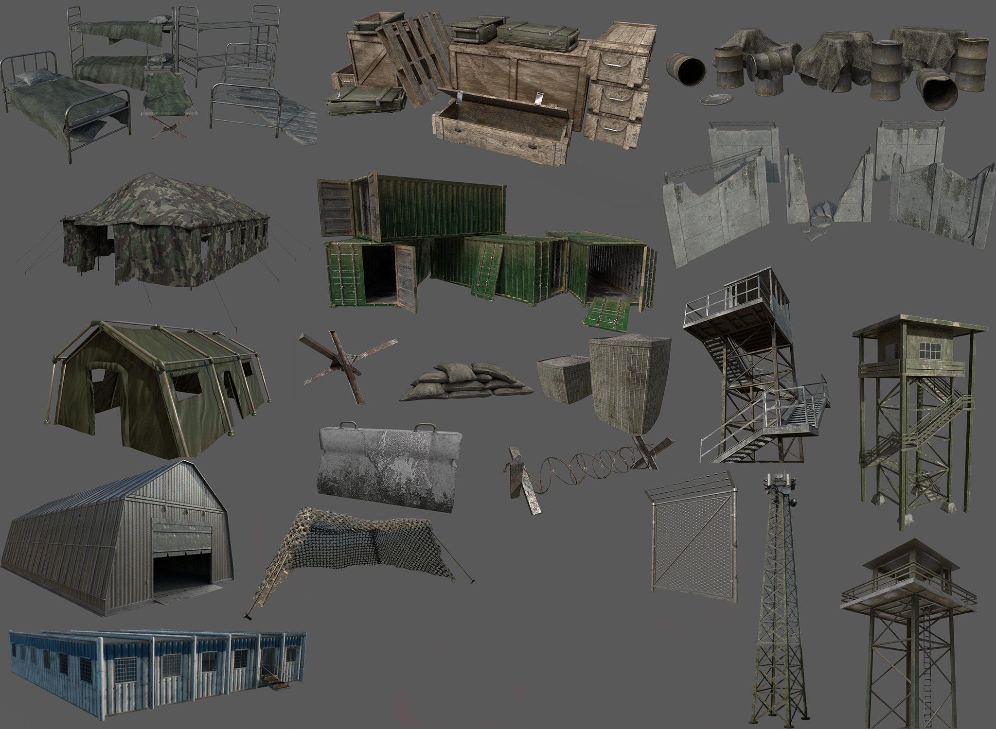 3D model Military Base Kit VR / AR / low-poly | CGTrader
