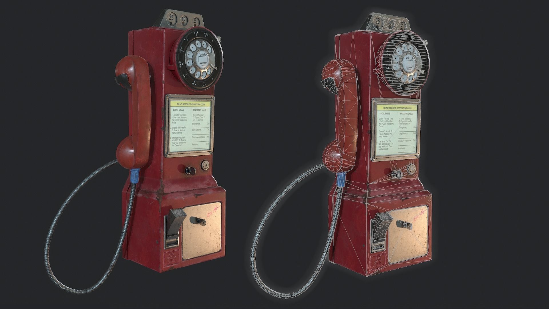 3D model Vintage Dial Pay Phone VR / AR / low-poly | CGTrader