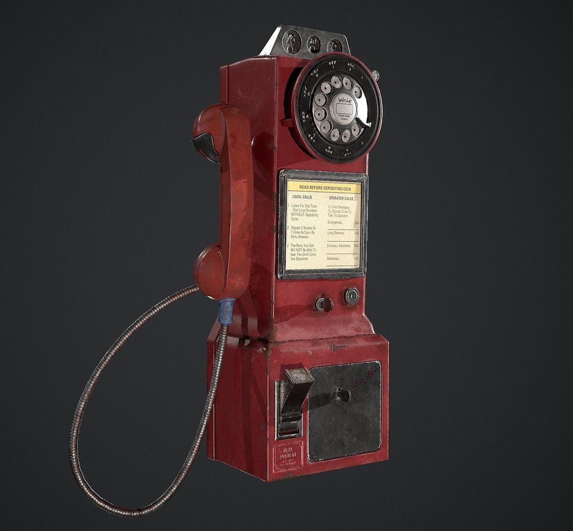3D model Vintage Dial Pay Phone VR / AR / low-poly | CGTrader