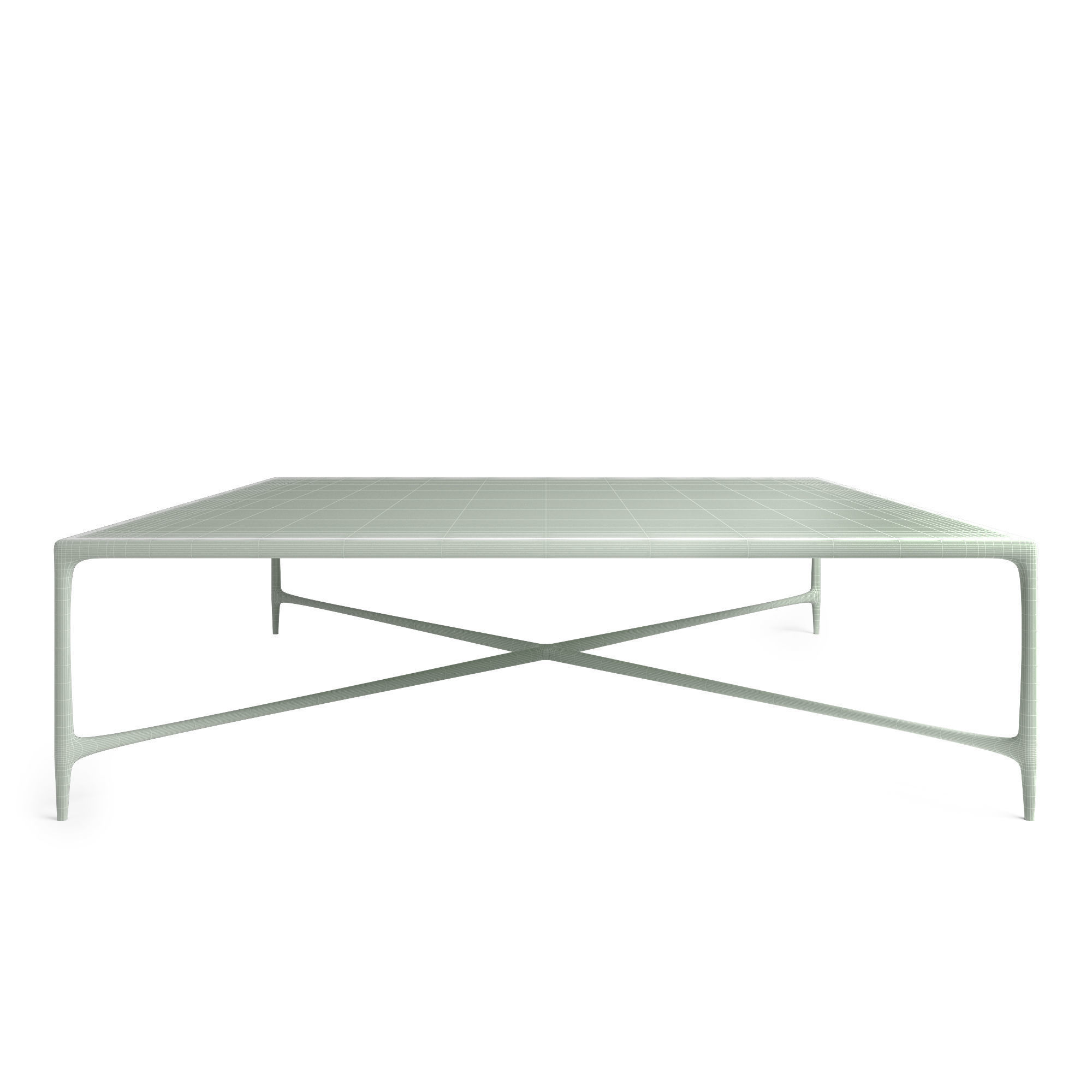 Thaddeus forged iron and glass rectangular coffee table 3D model | CGTrader