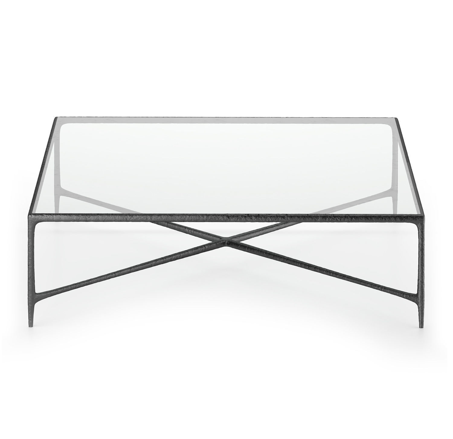 Thaddeus forged iron and glass rectangular coffee table 3D model | CGTrader