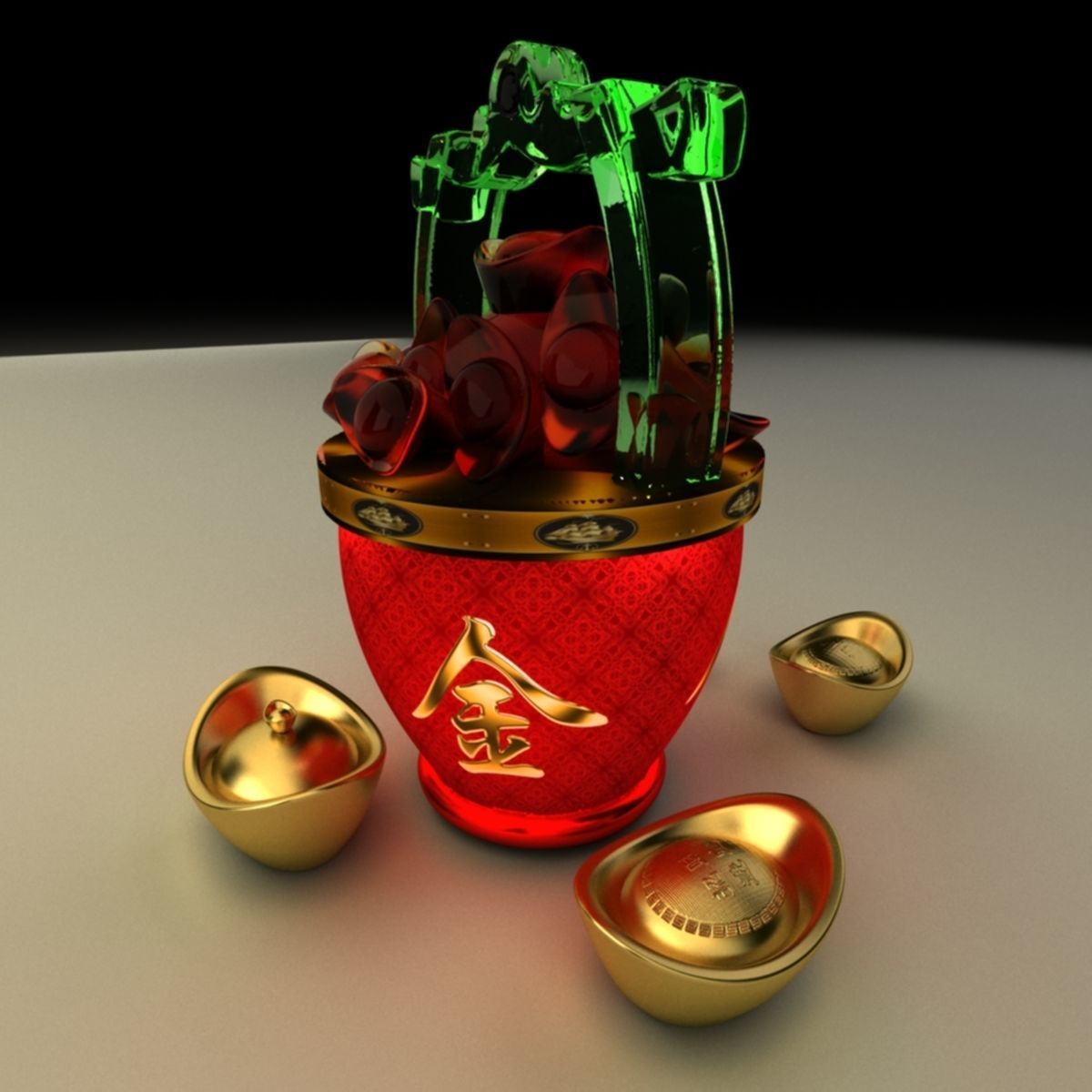 Chinese Gold Ingot bucket 3D model | CGTrader