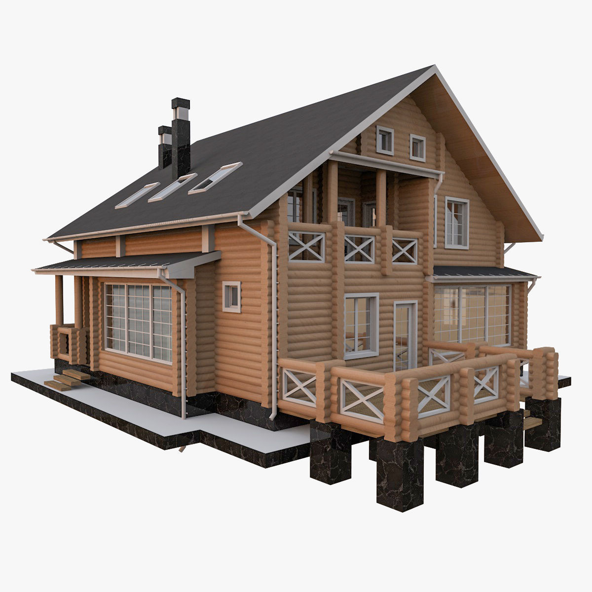 European Timber Wood House 3D model | CGTrader