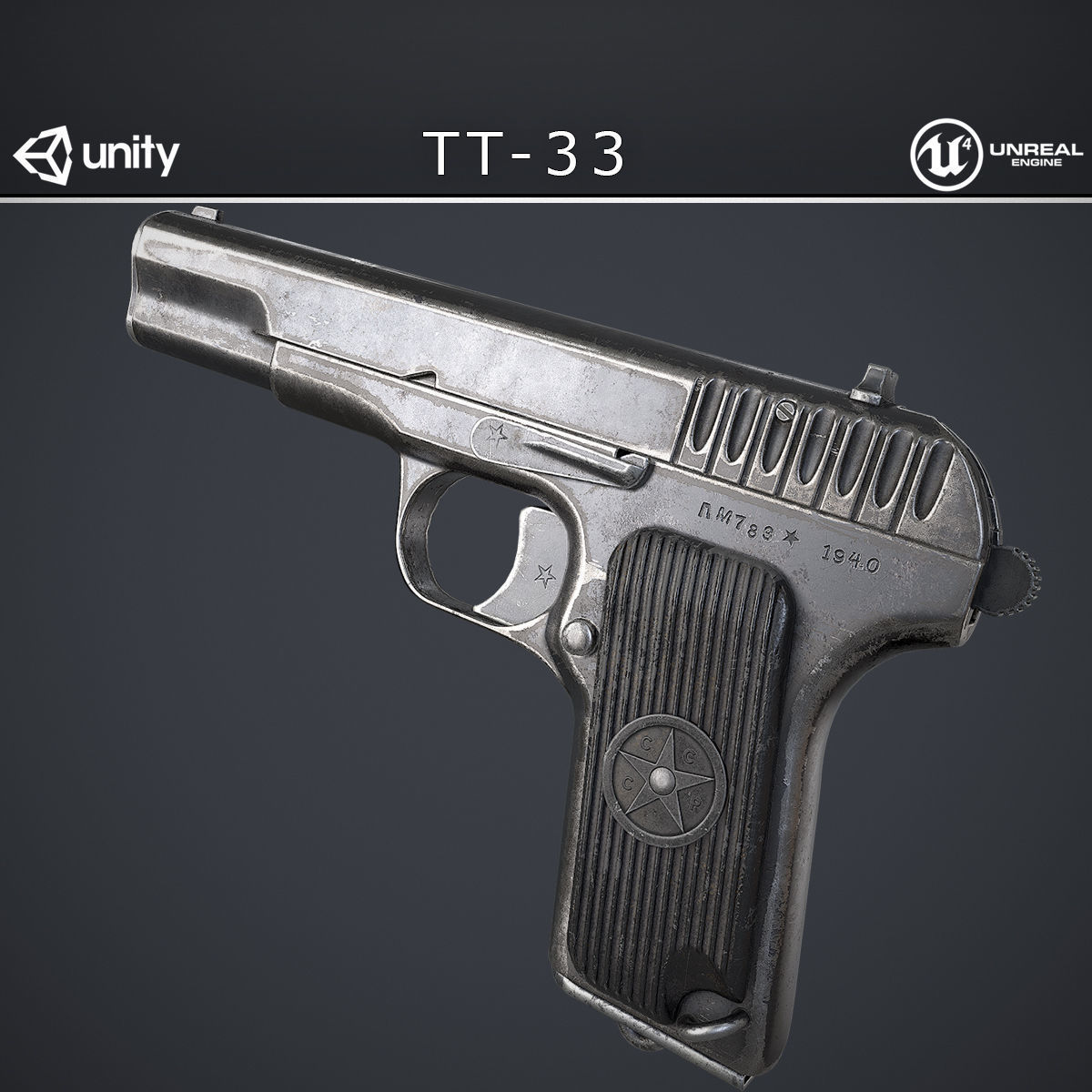 TT-33 Pistol free VR / AR / low-poly 3D model rigged | CGTrader