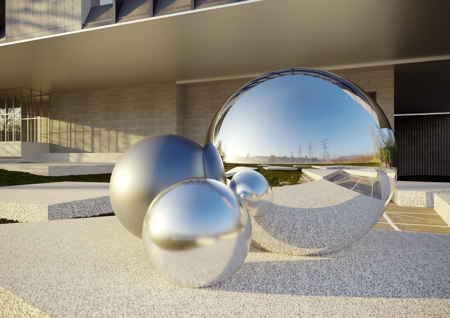 Exterior HDRI sunset golden hour Cinema4D Corona scene 3D model | CGTrader