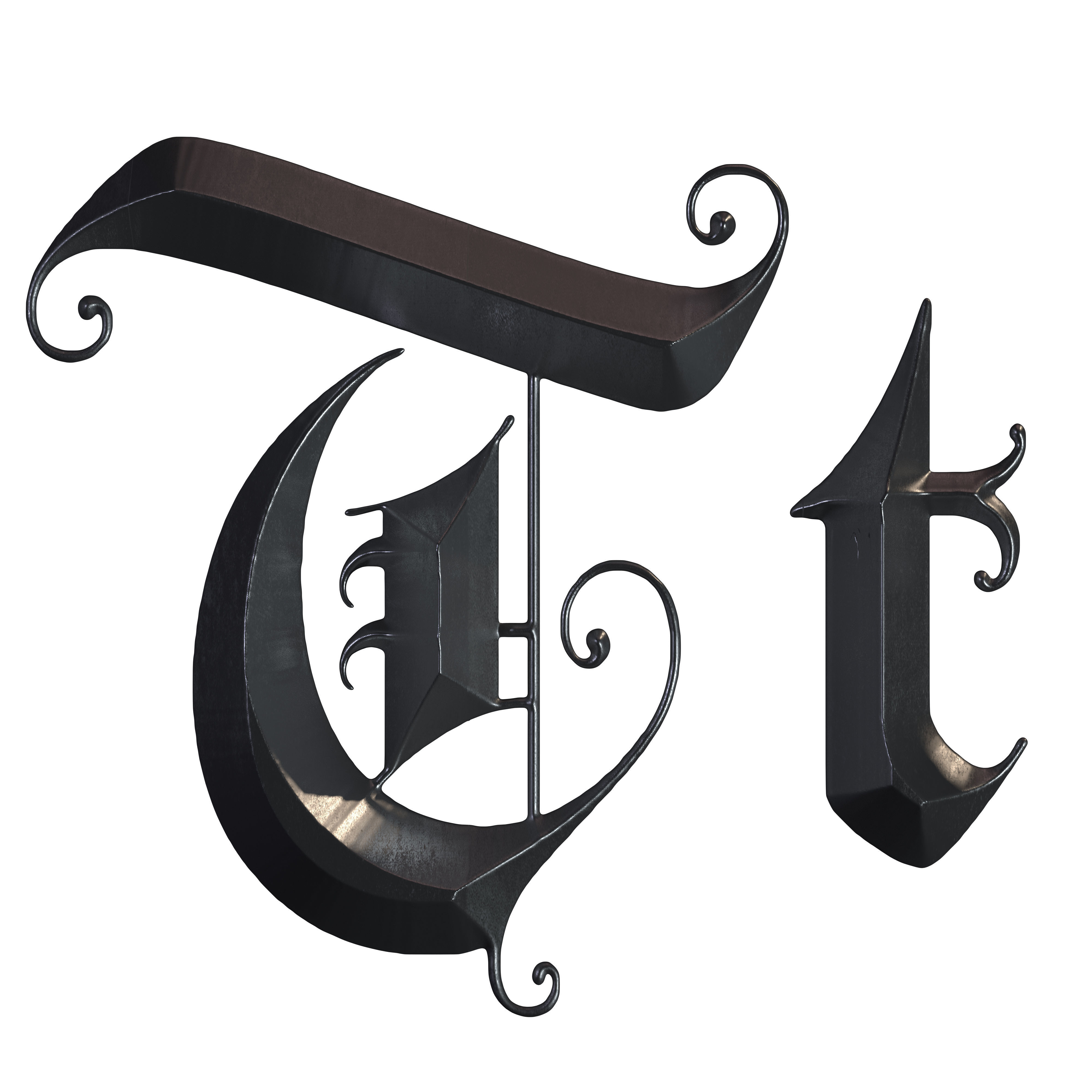 Elegant medieval gothic letter A-Z 3D model | CGTrader