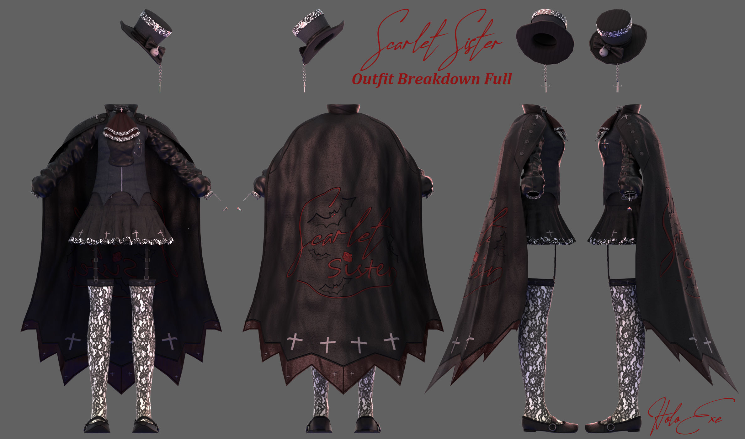 3D model Scarlet Outfit - Halloween Vampire VR / AR / low-poly rigged ...