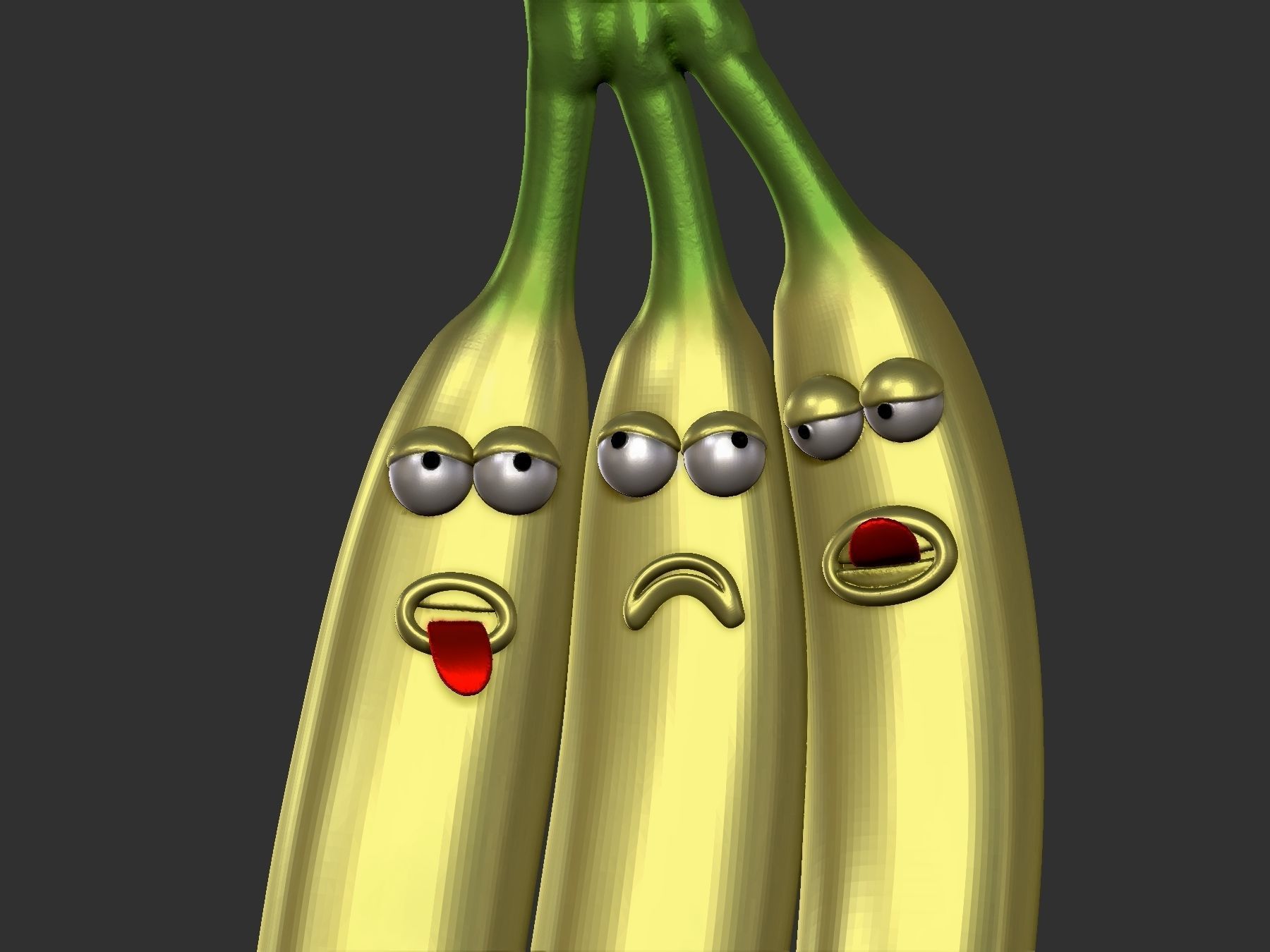 three dumbass banana 3D model 3D printable | CGTrader