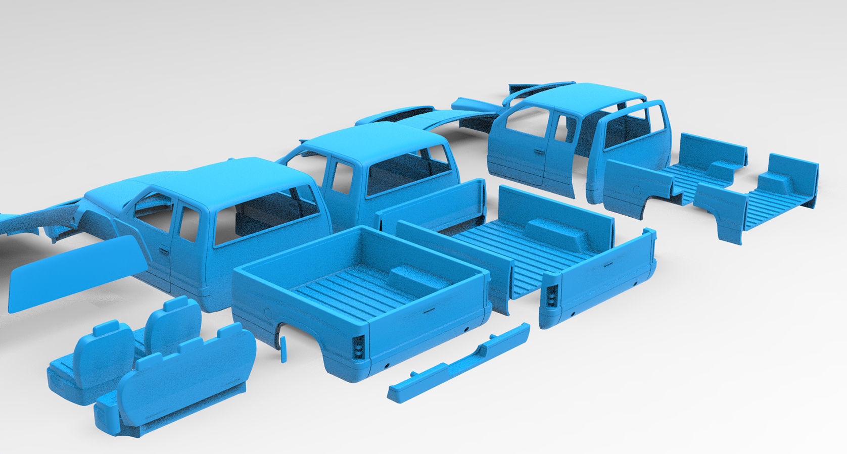 Dodge 1500 2nd gen Truck Extended Quad Cab Printable Body 3D model 3D ...
