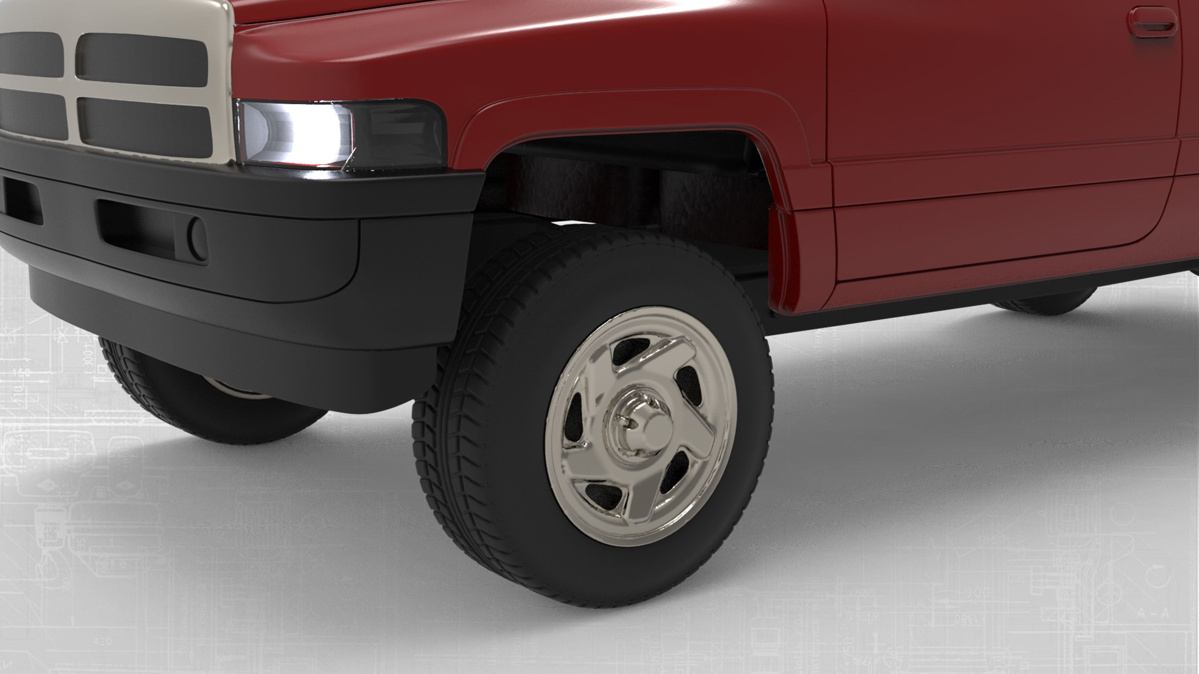 Dodge 1500 2nd gen Truck Extended Quad Cab Printable Body 3D model 3D ...