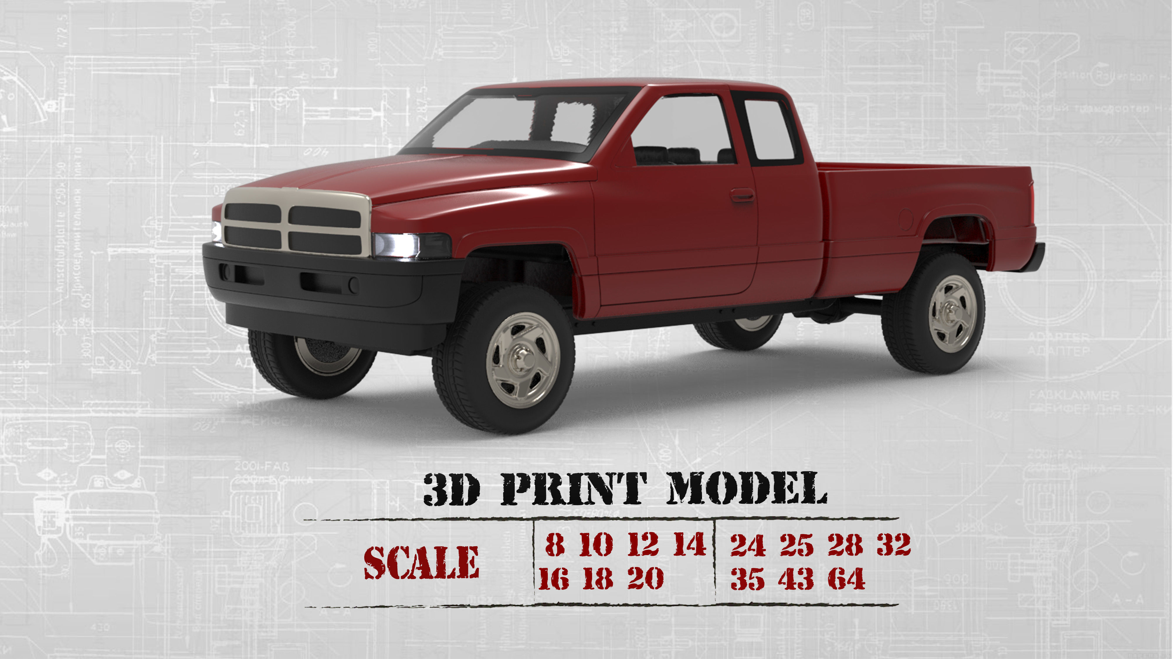 Dodge 1500 2nd gen Truck Extended Quad Cab Printable Body 3D model 3D ...