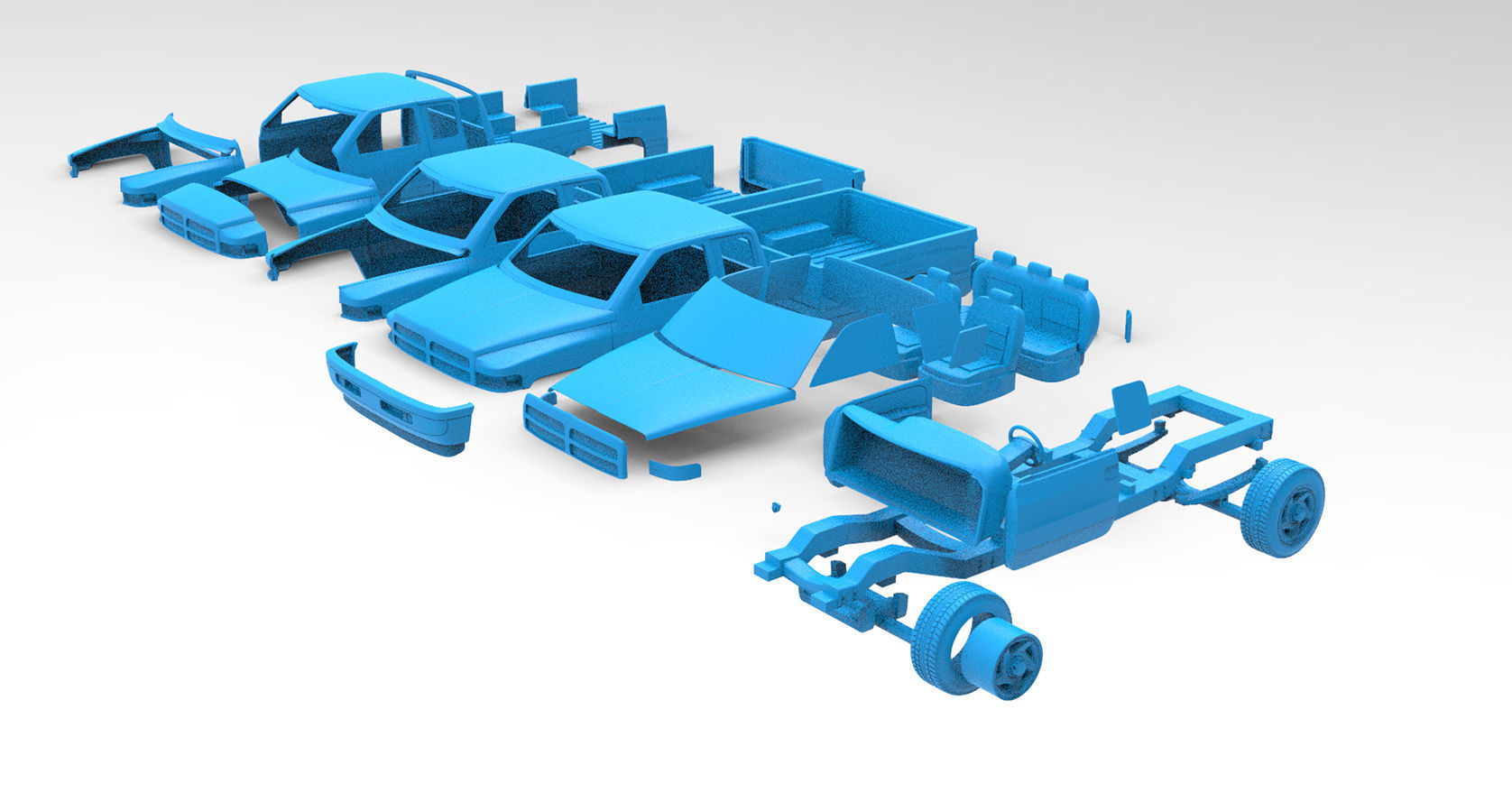 Dodge 1500 2nd gen Truck Extended Quad Cab Printable Body 3D model 3D ...