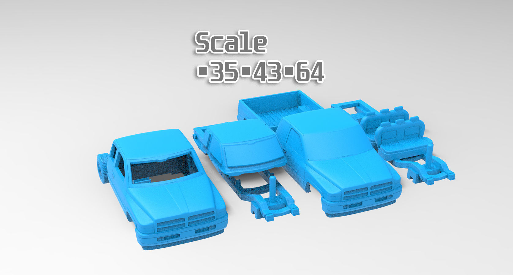 Dodge 1500 2nd gen Truck Extended Quad Cab Printable Body 3D model 3D ...