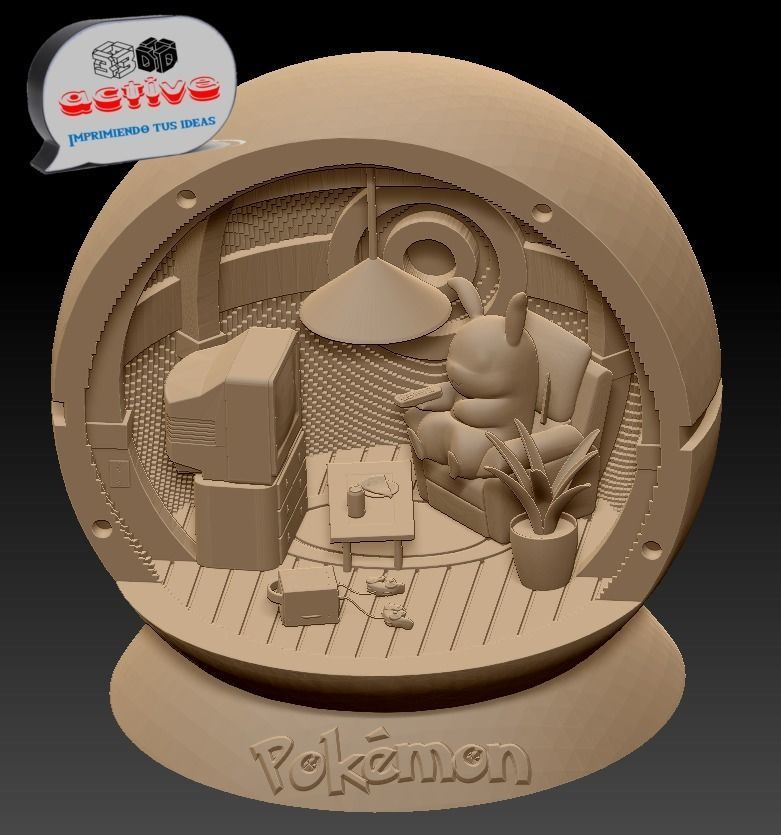Pokemon - Pikachu inside his pokeball 3D model 3D printable | CGTrader