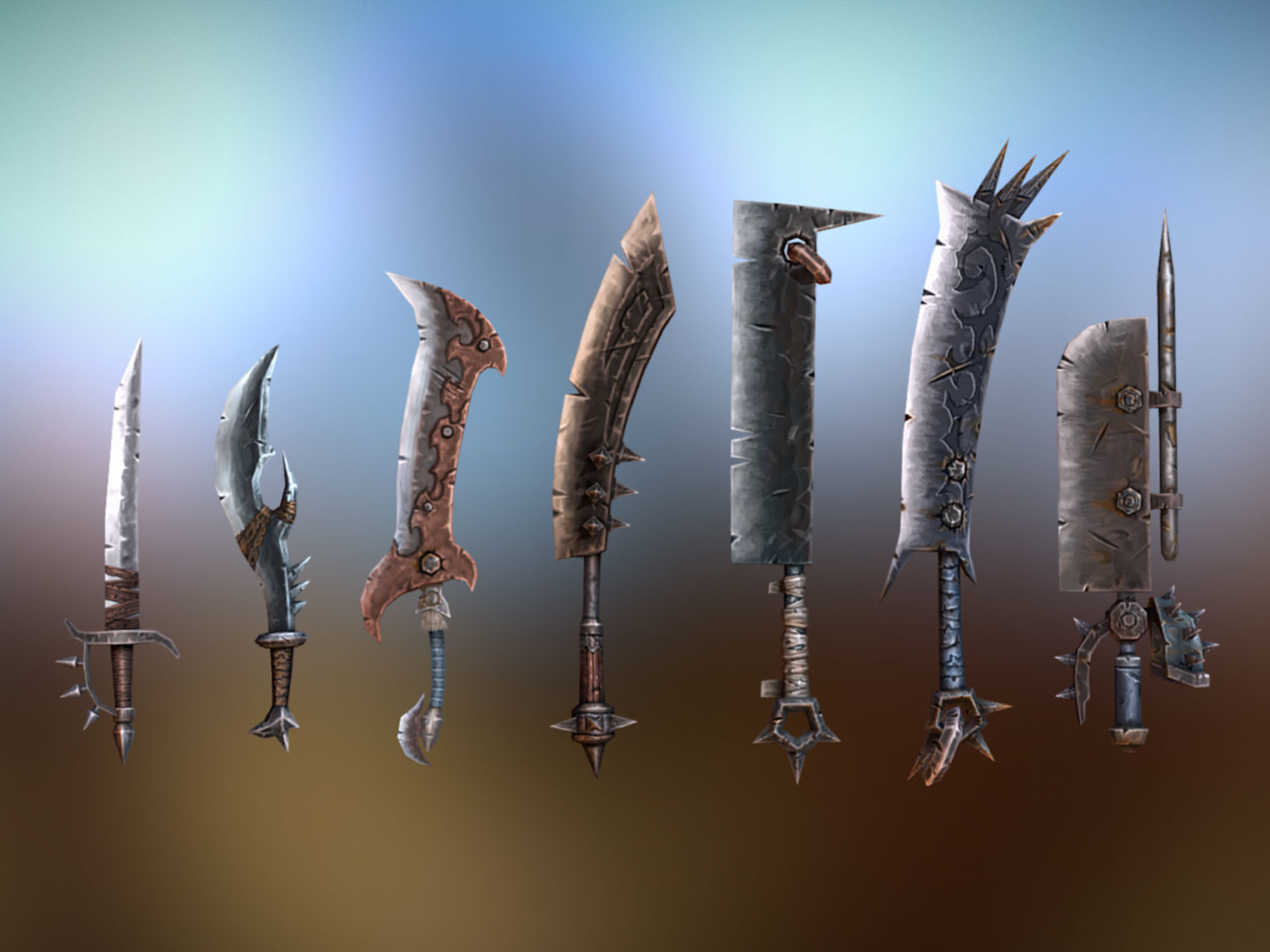 3D model Fantasy Armory - Savage Fantasy Sword Set Vol1 VR / AR / low ...