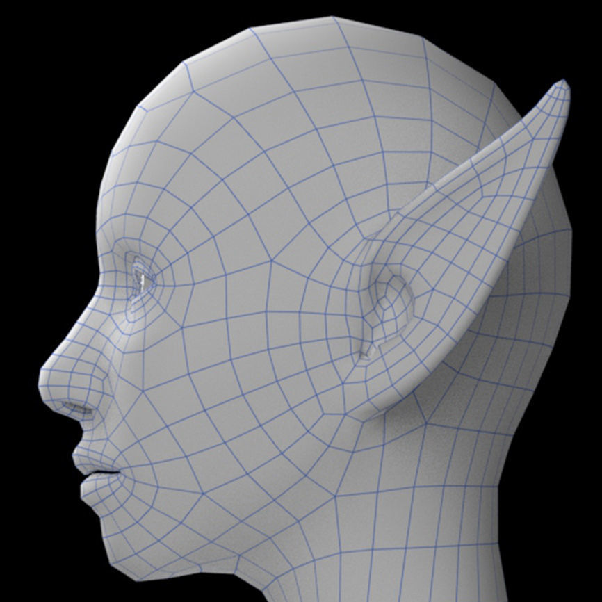 3D model Base elf head with topology VR / AR / low-poly | CGTrader