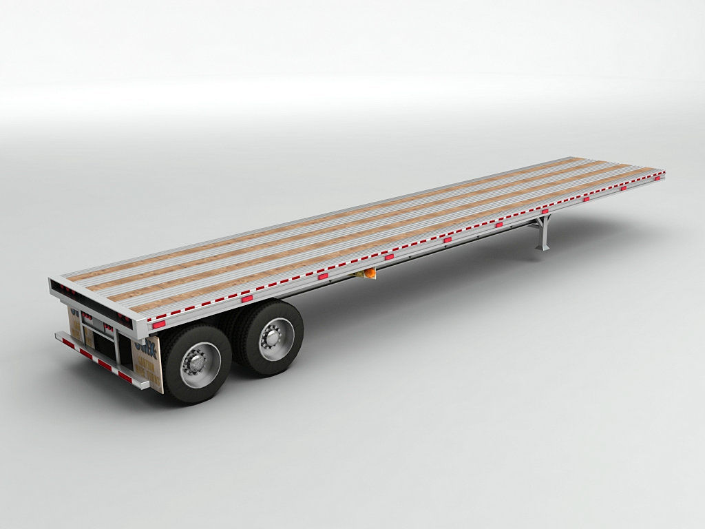 3D model Flatbed Trailer For Semi Truck VR / AR / low-poly | CGTrader