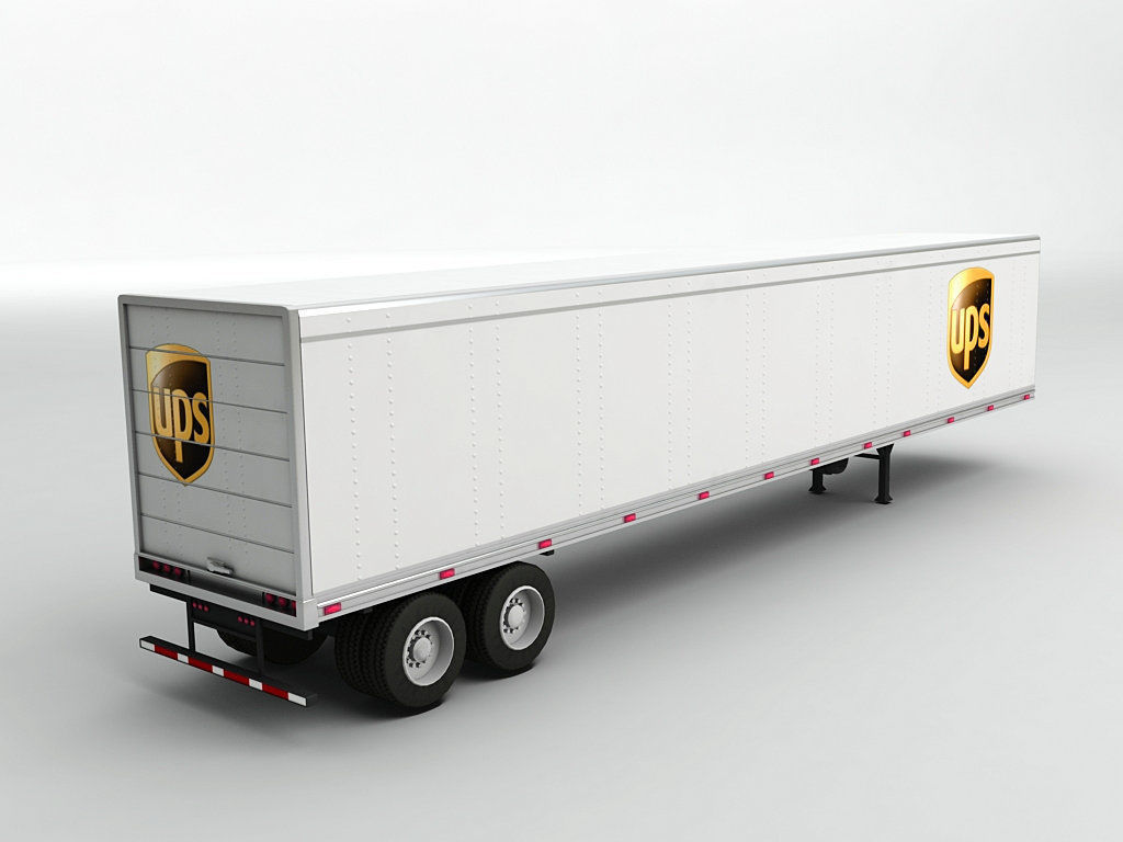 3D model Box Trailer For Semi Truck UPS VR / AR / low-poly | CGTrader