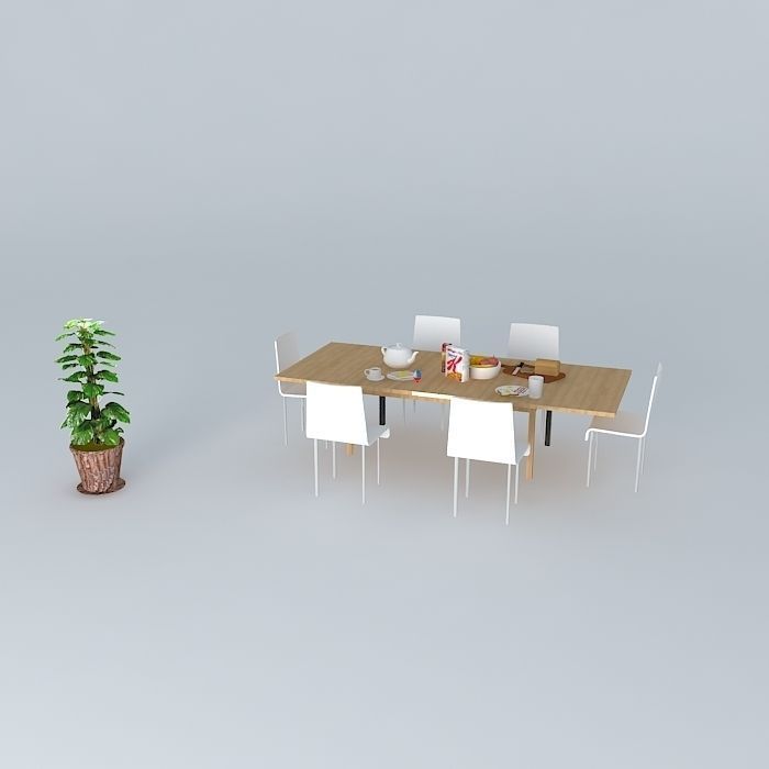 Dining table with breakfast free 3D model | CGTrader
