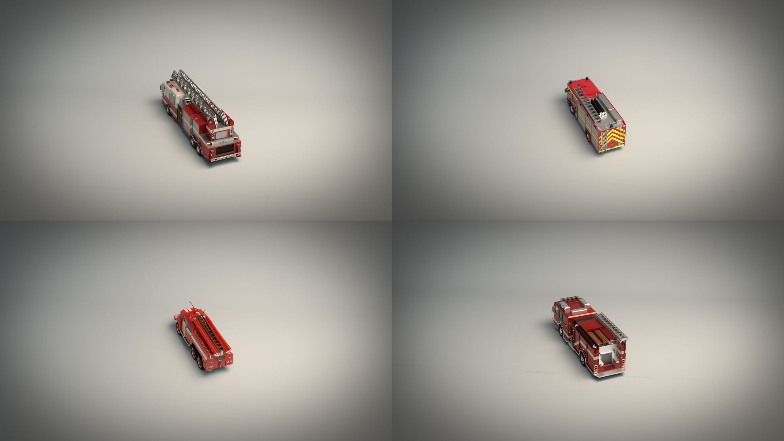 3D Model Collection Low Poly Fire Truck Pack VR / AR / low-poly | CGTrader