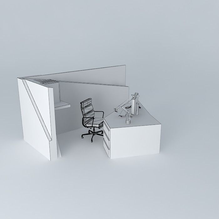 symmetrical office desk set free 3D model | CGTrader