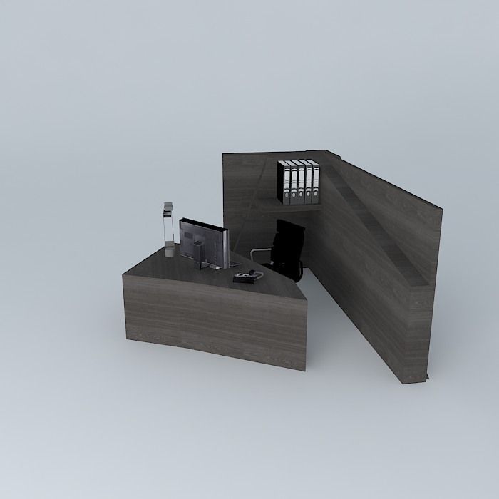 symmetrical office desk set free 3D model | CGTrader