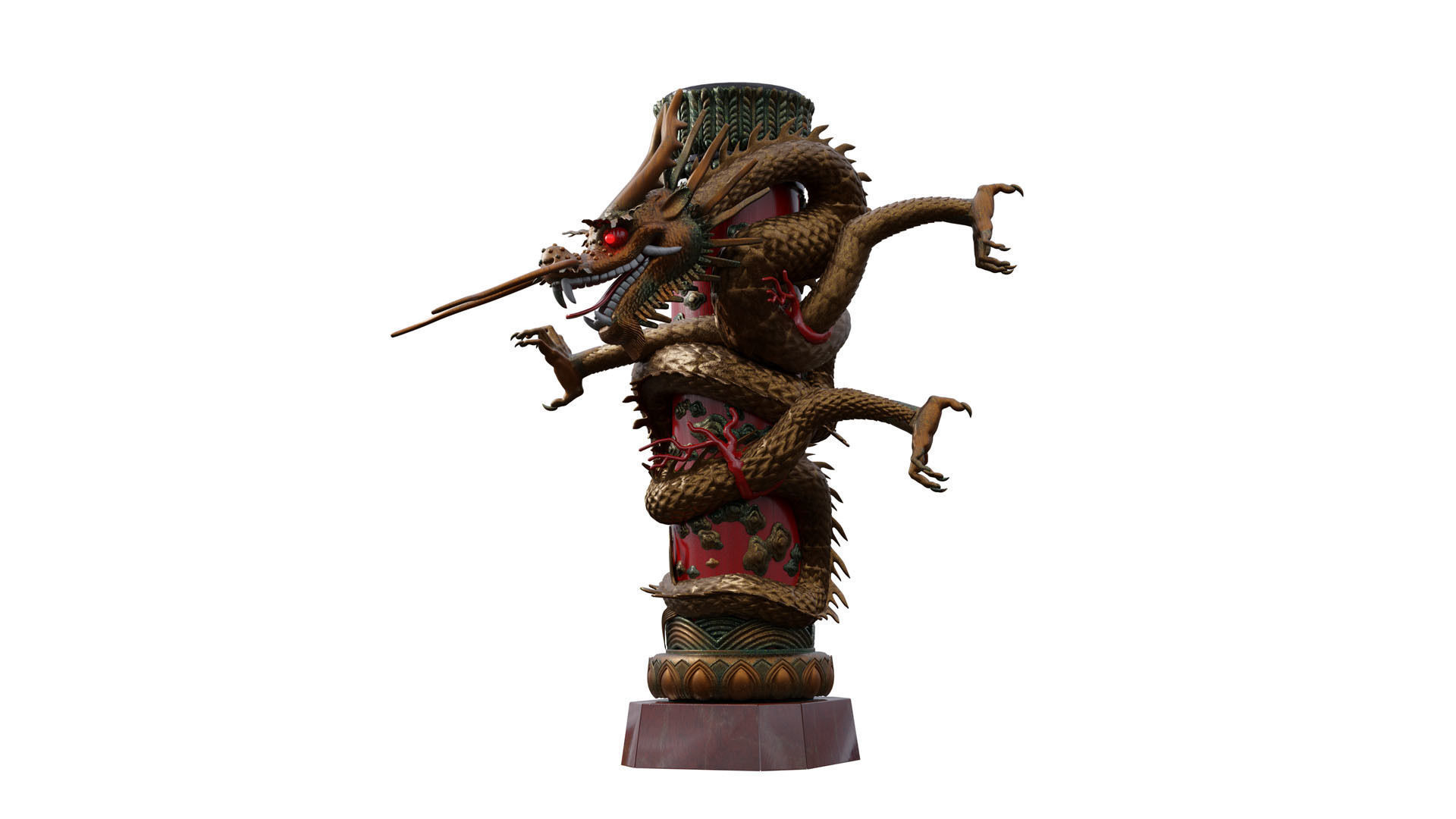 Chinese Dragon Column 3D model | CGTrader