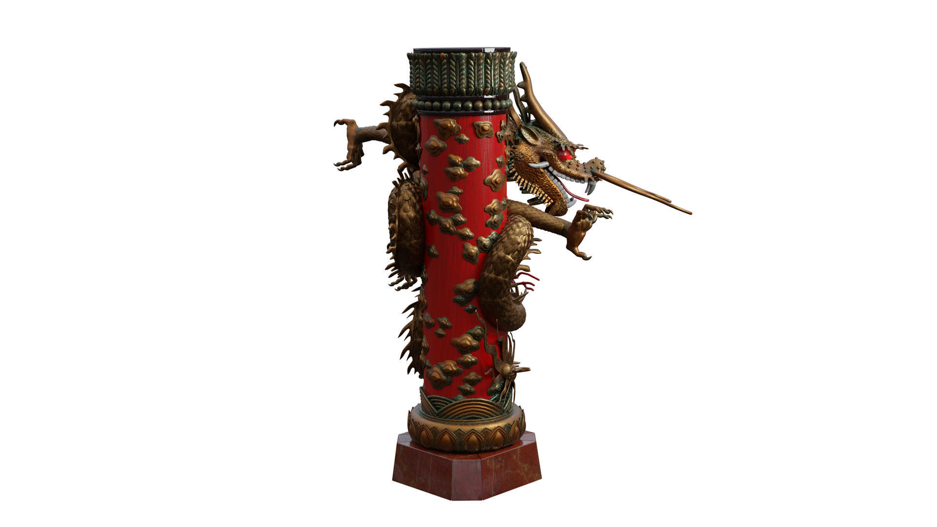 Chinese Dragon Column 3D model | CGTrader