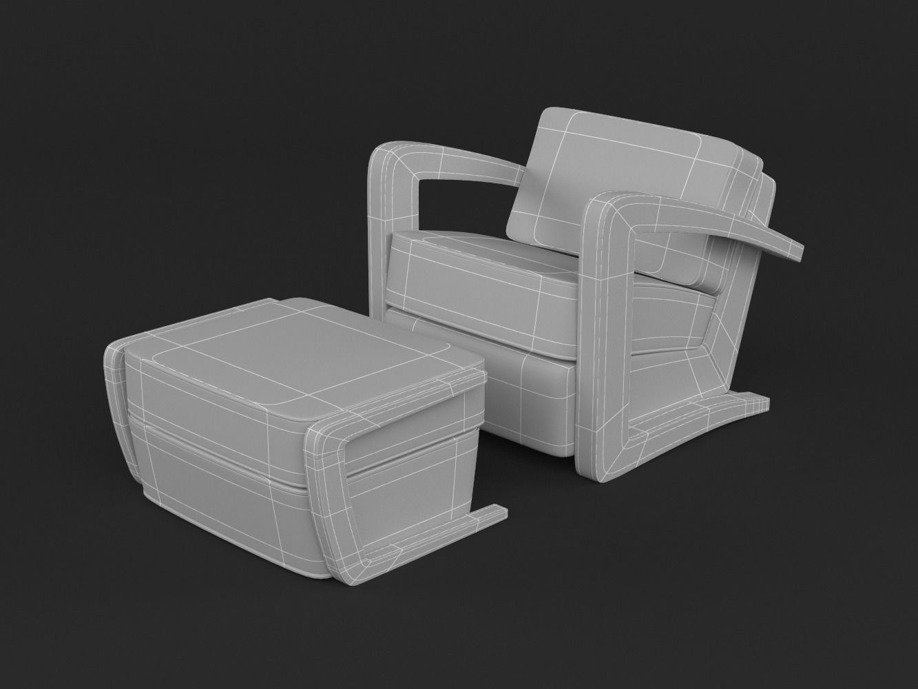 Armchair chair and ottoman 3D model | CGTrader