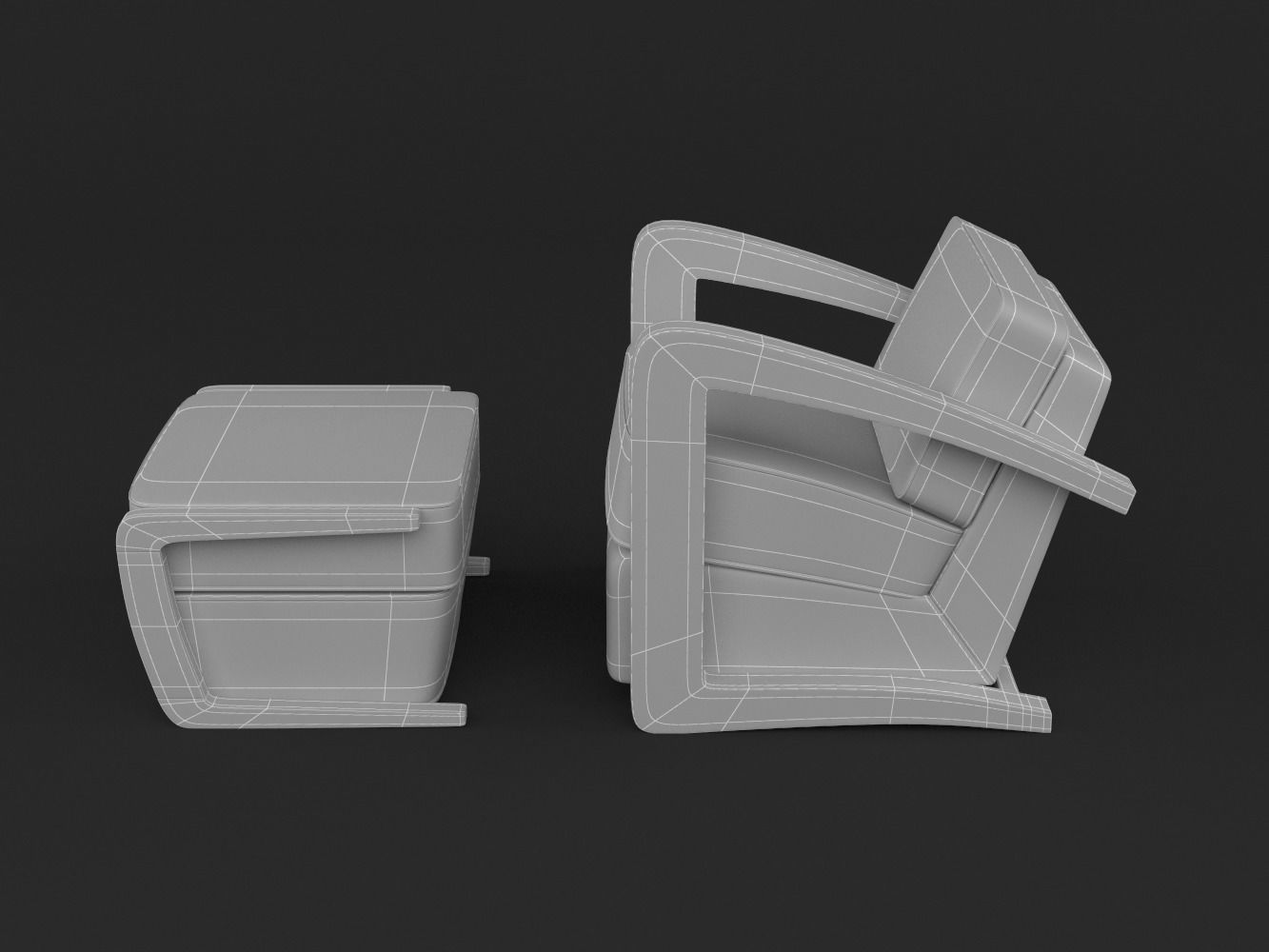 Armchair chair and ottoman 3D model | CGTrader