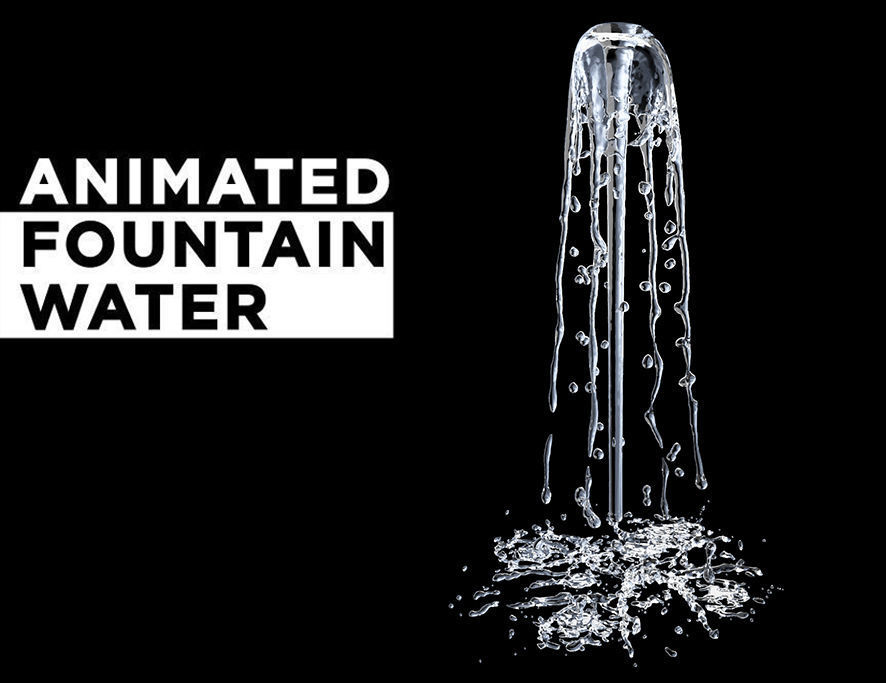 Animated splashing fountain water simulation 3D model animated | CGTrader