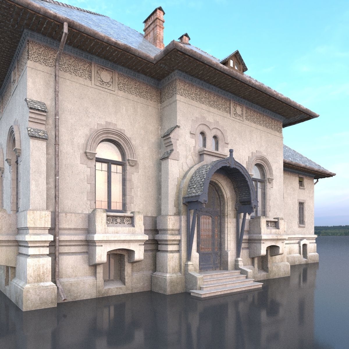 Neoromanian architecture - Cotescu House 1942 3D model | CGTrader