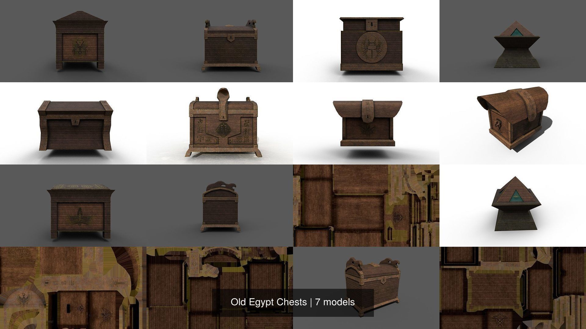 3D Model Collection Old Treasure Chests VR / AR / low-poly | CGTrader