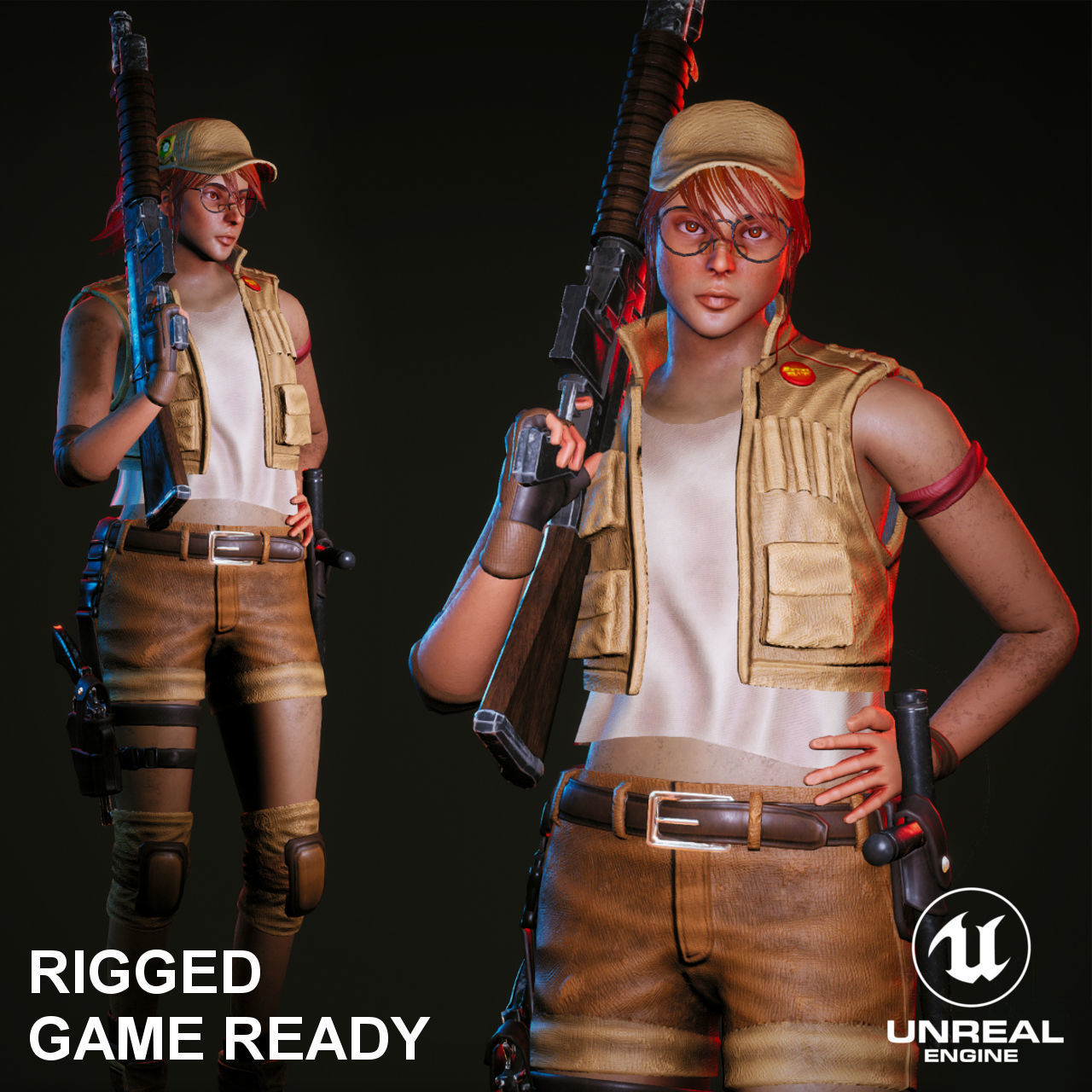 3D model Fio from Metal Slug Character VR / AR / low-poly rigged | CGTrader