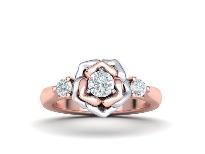 Rose Ring Three Stone Engagement ring 3dmodel 3D model 3D printable ...