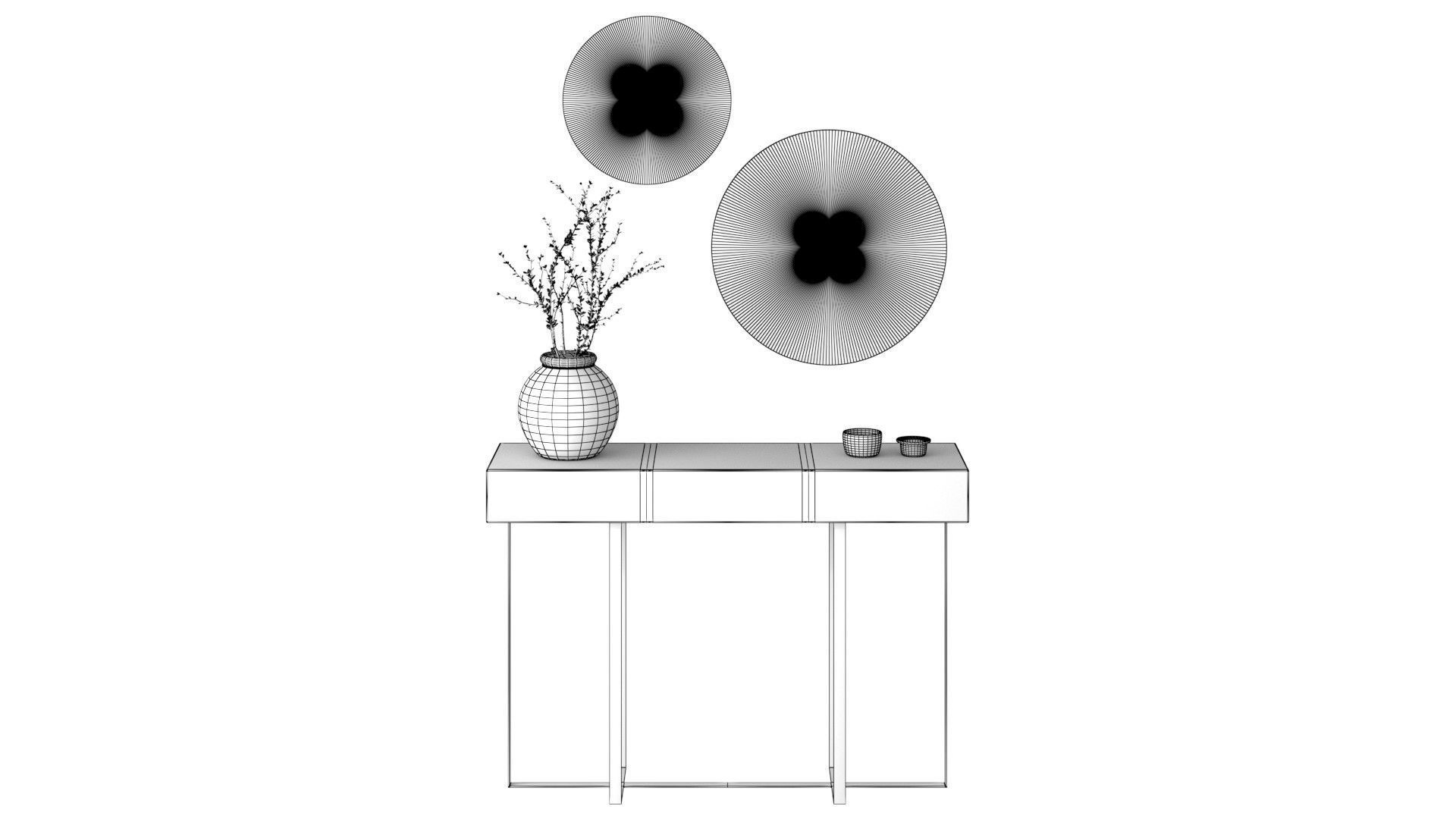 3D model Entry Table D - Vase and Mirrors VR / AR / low-poly | CGTrader