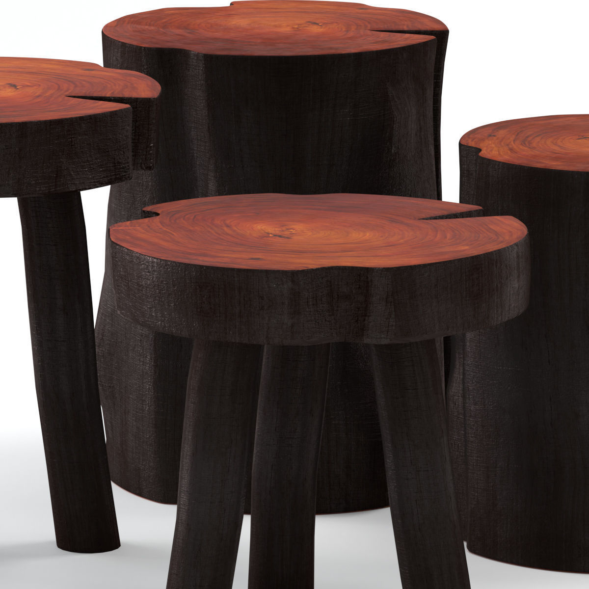 Coffee tables made of stumps and slab 3D model | CGTrader