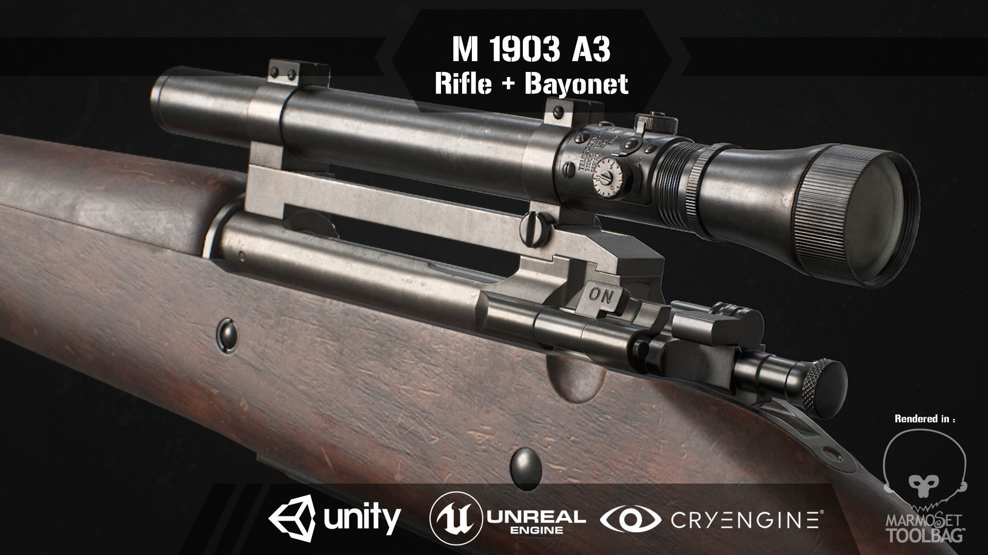 3D model Springfield M1903 Sniper rifle VR / AR / low-poly rigged ...
