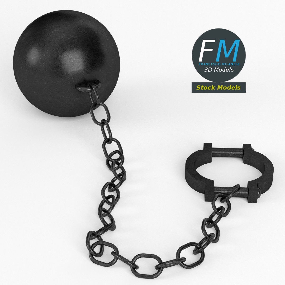 Ball and chain with shackle 3D model | CGTrader