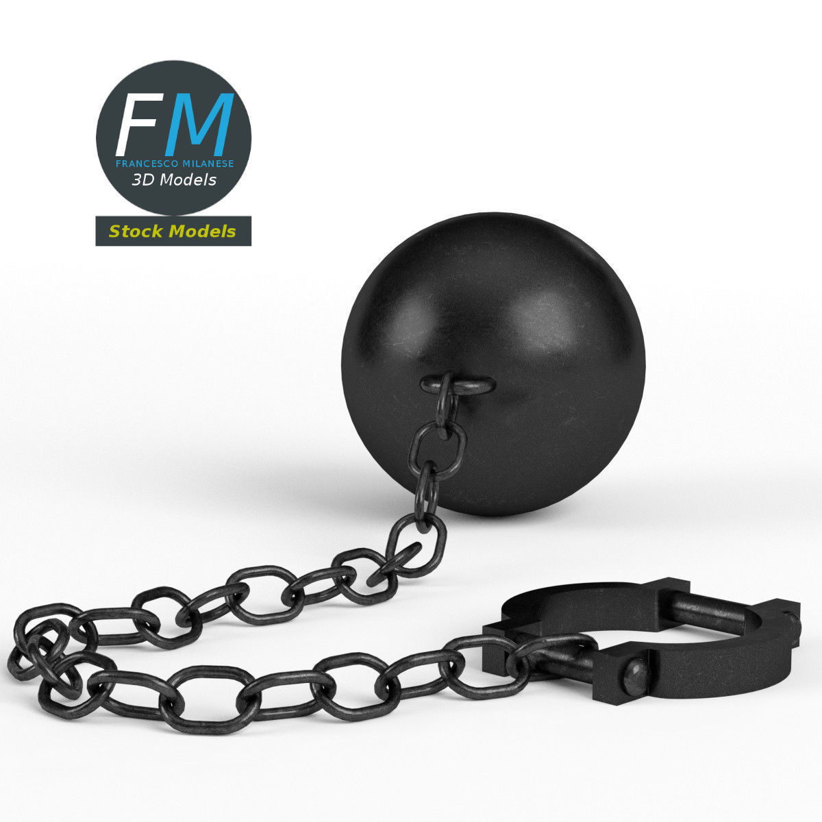 Ball and chain with shackle 3D model | CGTrader