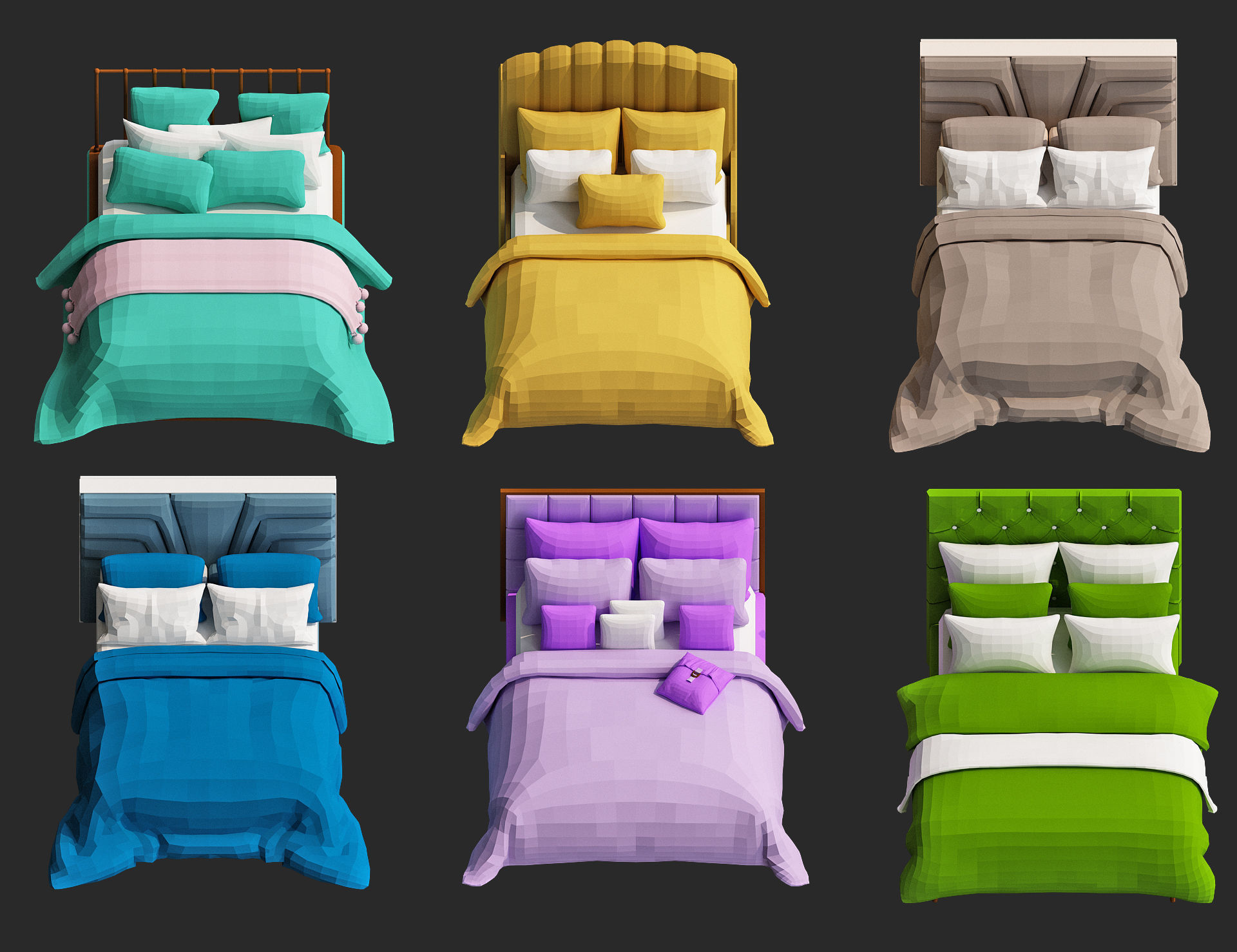 3D model low poly bed 3d model pack for game VR / AR / low-poly | CGTrader