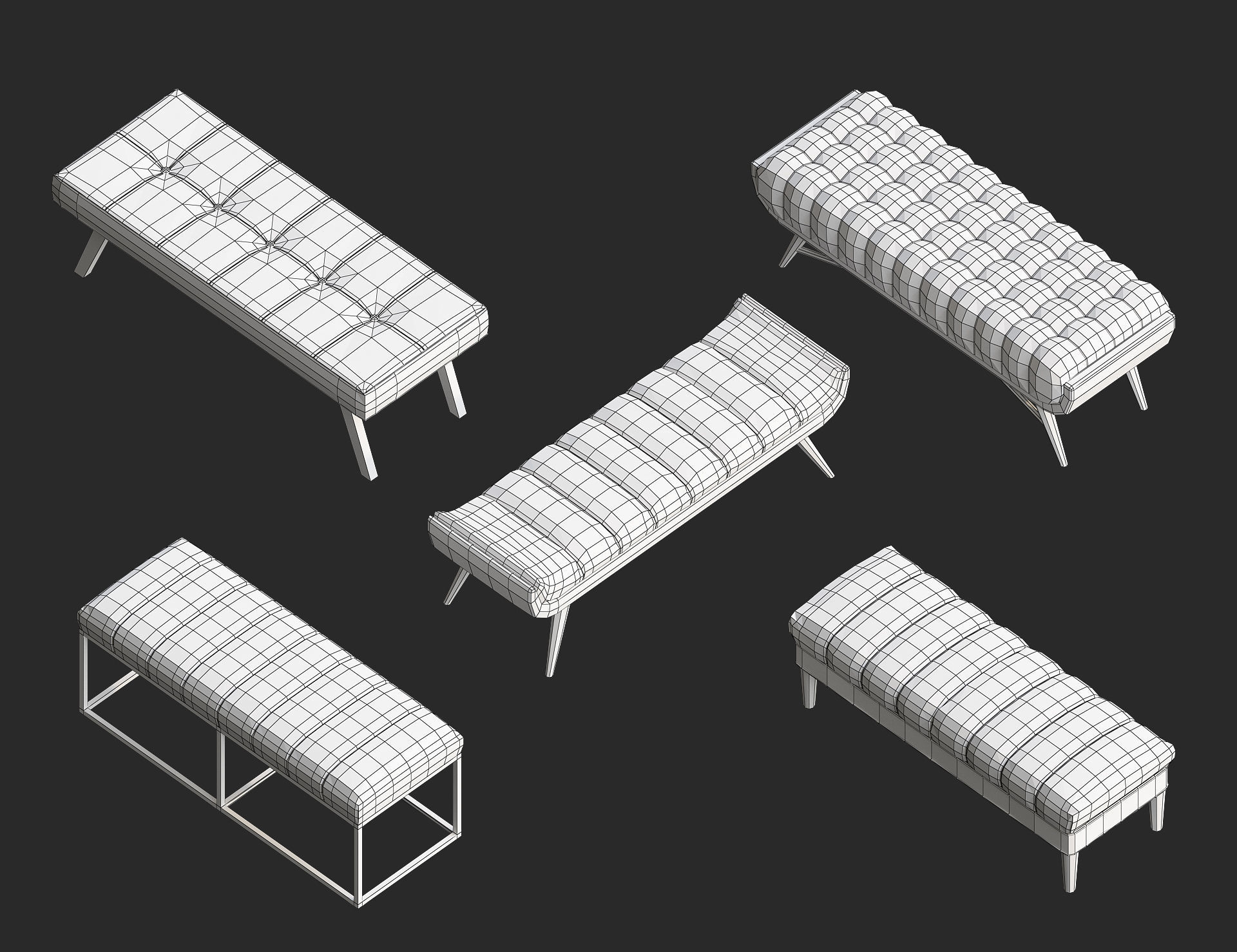 3D model cartoon low poly bench 3d model for game VR / AR / low-poly ...