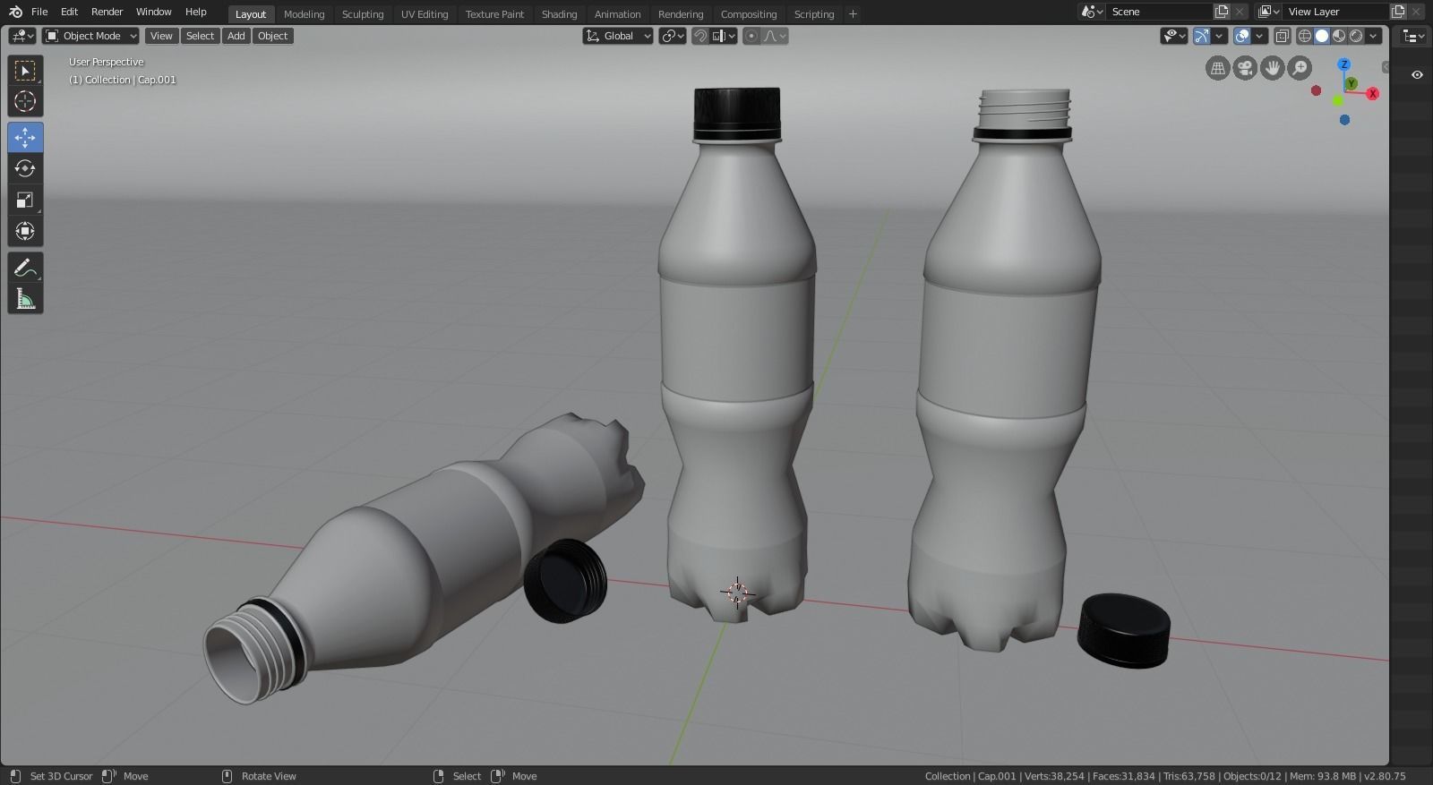 Plastic Bottle 3D Model - Low Poly free VR / AR / low-poly 3D model ...