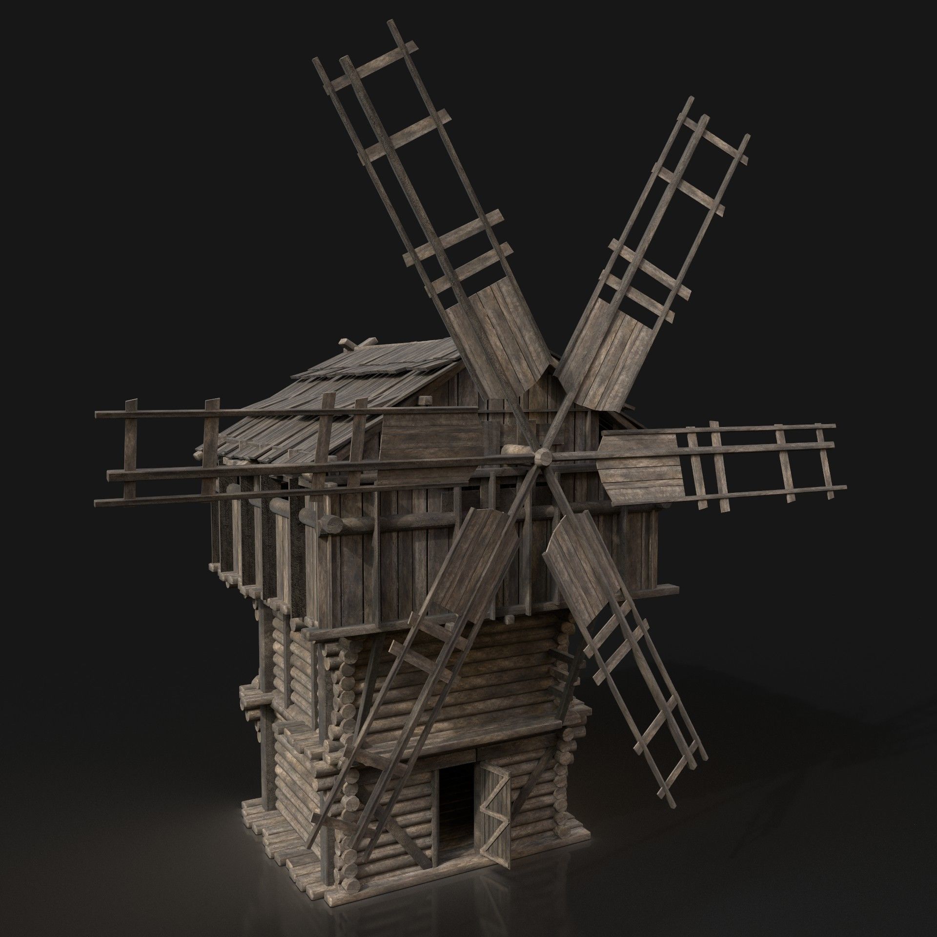 3D model Medieval Wooden Fantasy Viking Windmill Silo AAA Next Gen VR ...